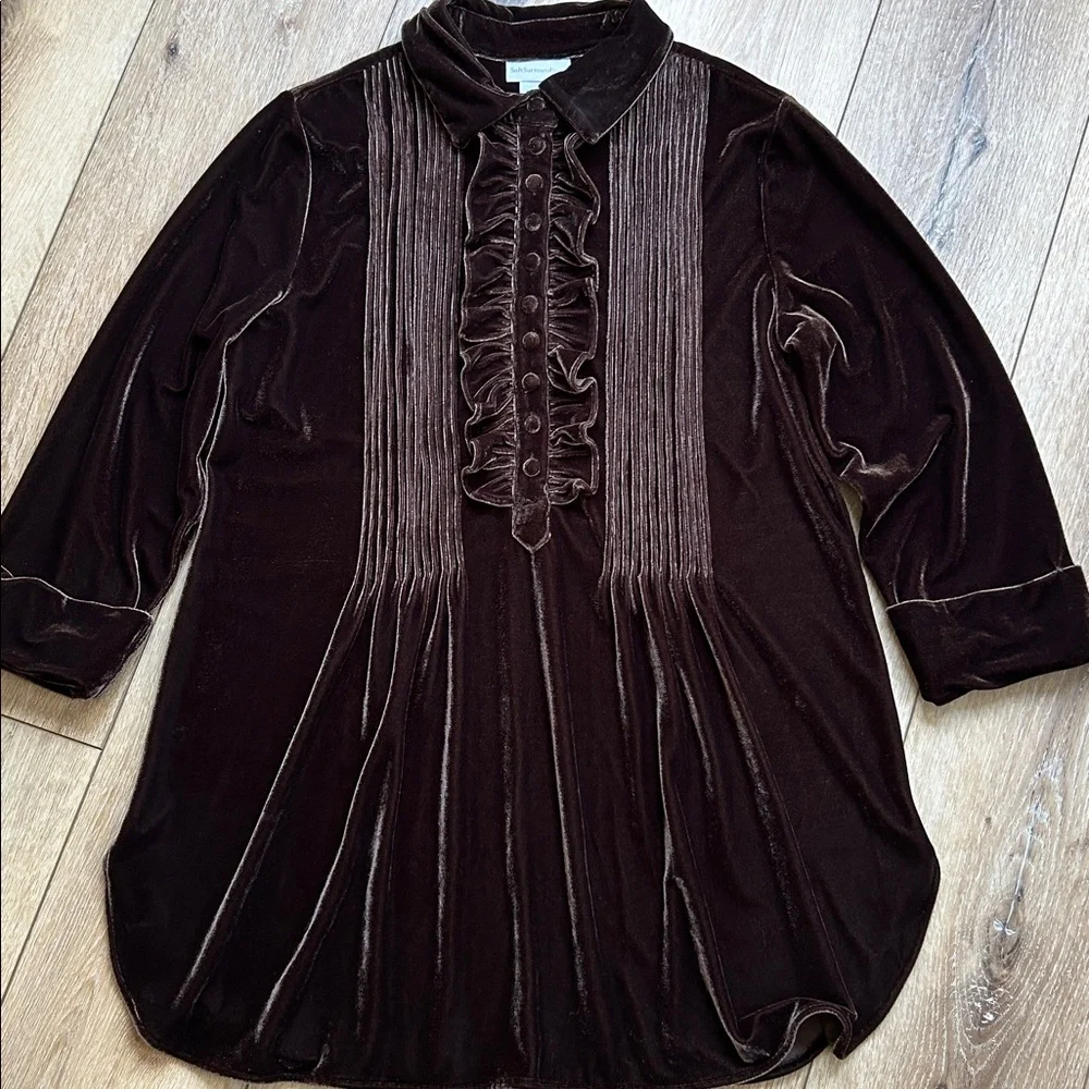 Soft Surroundings | Tops | Soft Surroundings Velvet Tunic Top S Ruffle ...